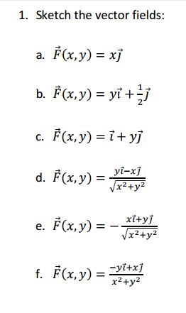 Solved Sketch the vector fields: F(x, y) = xj b. P(x, y) = | Chegg.com