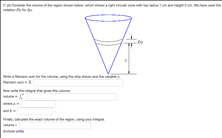 Solved Consider the volume of the region shown below, which | Chegg.com
