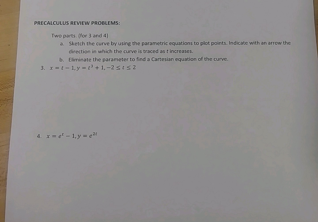 Solved PRECALCULUS REVIEW PROBLEMS: Two parts. (for 3 and 4) | Chegg.com