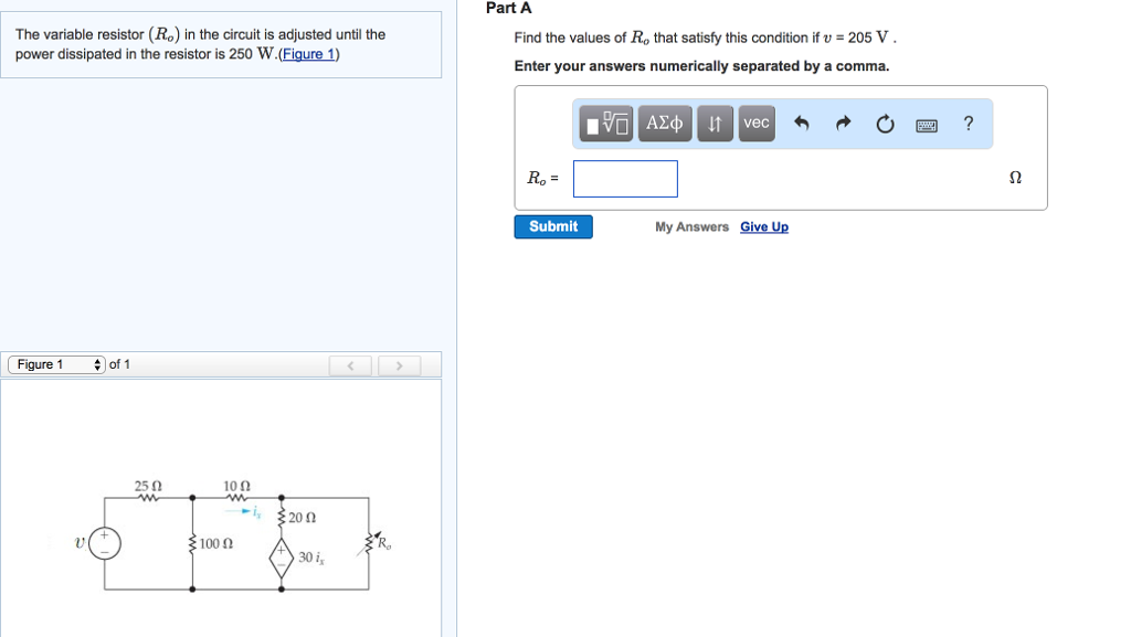 Solved The variable resistor (R_o) in the circuit is | Chegg.com