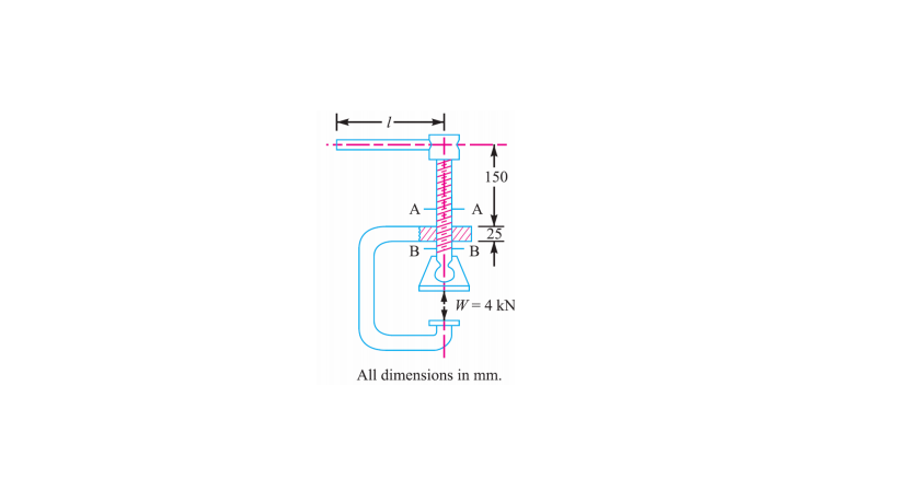 Solved A C clamp as shown in Figure-1 has ACME threads of 12 | Chegg.com