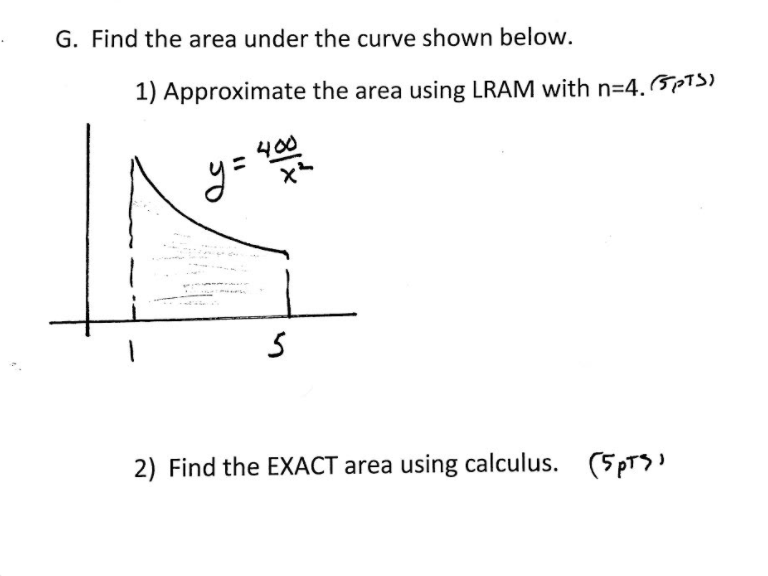 Solved G. Find the area under the curve shown below 1) | Chegg.com