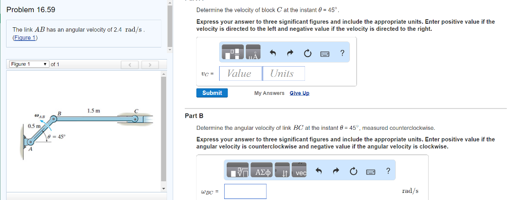 Solved The Link Ab Has An Angular Velocity Of 2 4 Rad S