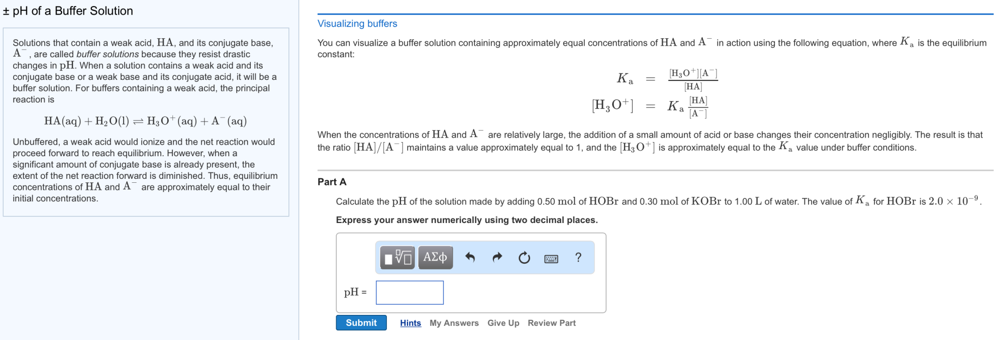 Solved Solutions that contain a weak acid, HA, and its | Chegg.com