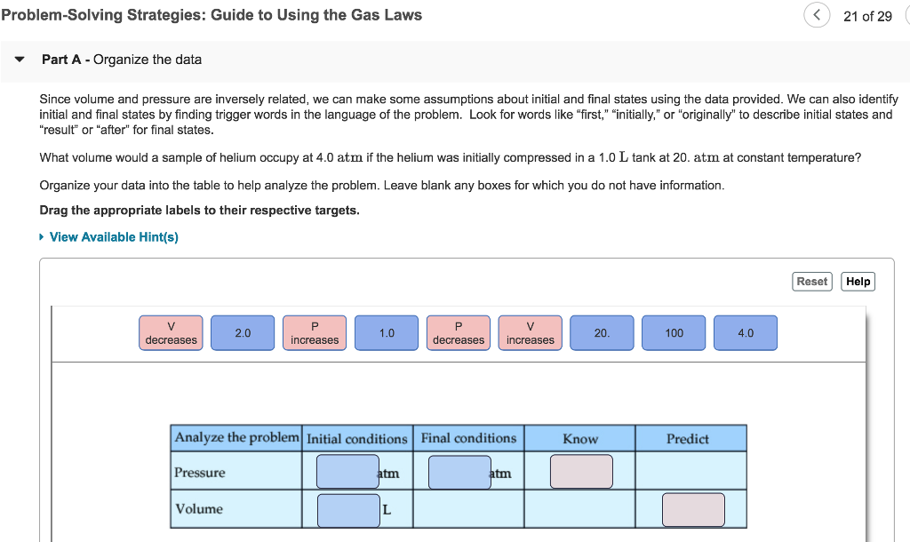 Solved Problem-Solving Strategies: Guide to Using the Gas | Chegg.com