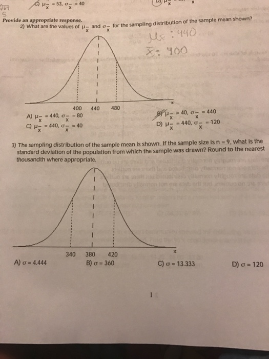 Solved what are the values of ux and ox for the sampling | Chegg.com