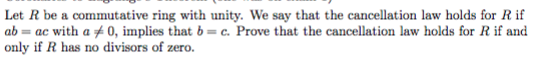 Solved Let R Be A Commutative Ring With Unity We Say That