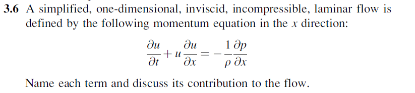 Solved 3.6 A simplified, one-dimensional, inviscid, | Chegg.com