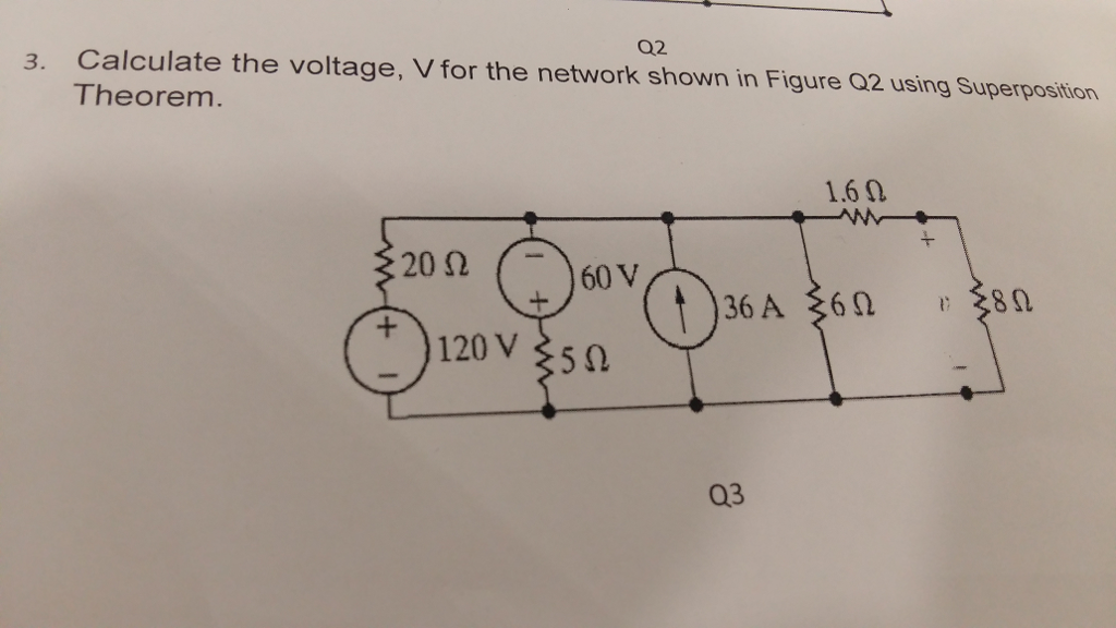 Solved Calculate the voltage, V for the network shown in | Chegg.com
