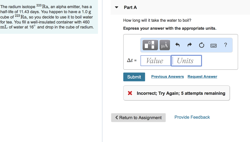 Solved The radium isotope 223 Ra, an alpha emitter, has a | Chegg.com