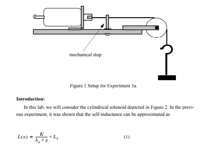 Solved mechanical stop Figure 1 Setup for Experiment 3a. | Chegg.com