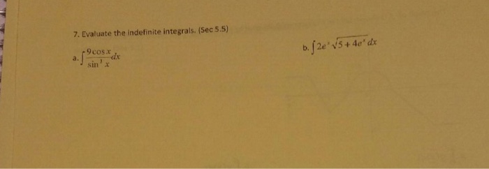 Solved Evaluate the indefinite integrals. (Sec 5.5) | Chegg.com