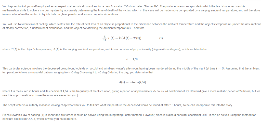 Solved You happen to find yourself employed as an expert | Chegg.com