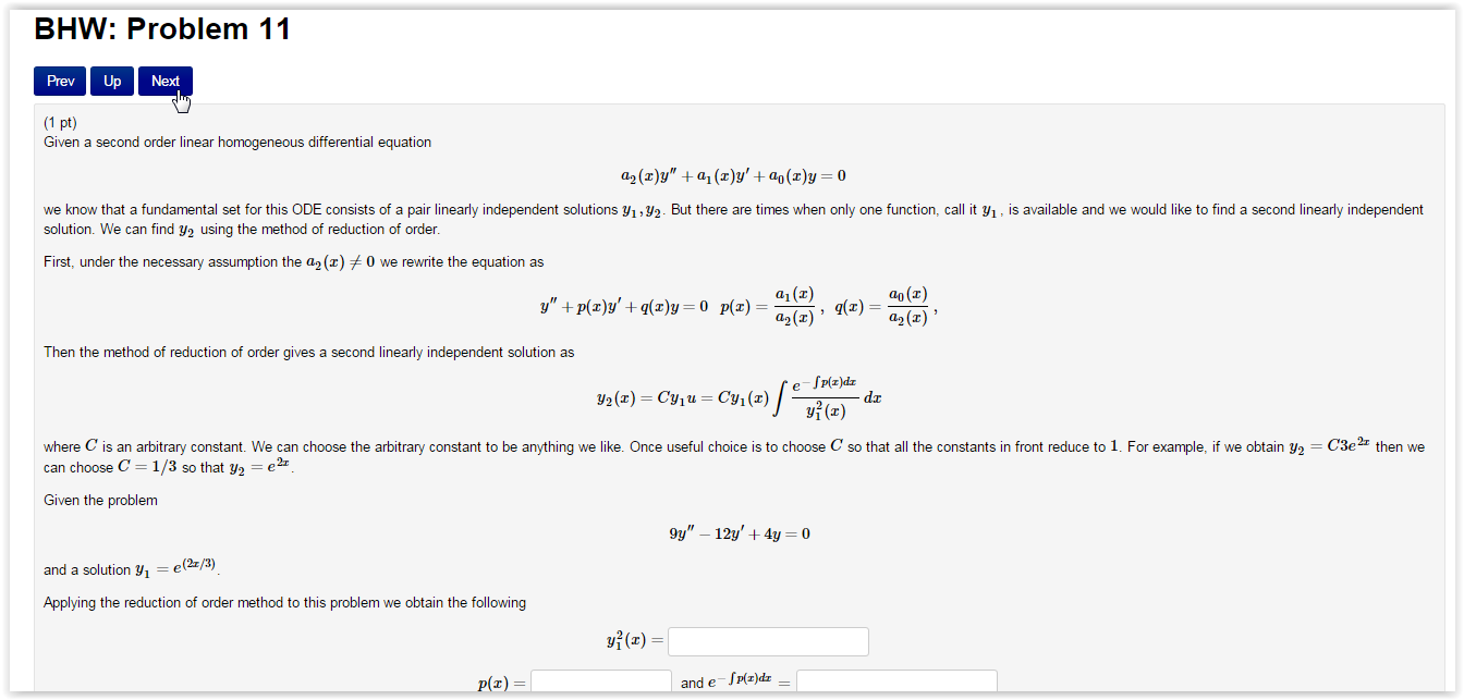 Solved Given A Second Order Linear Homogeneous Differential 8358