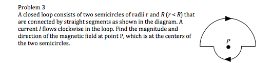 Solved A closed loop consists of two semicircles of radii r | Chegg.com
