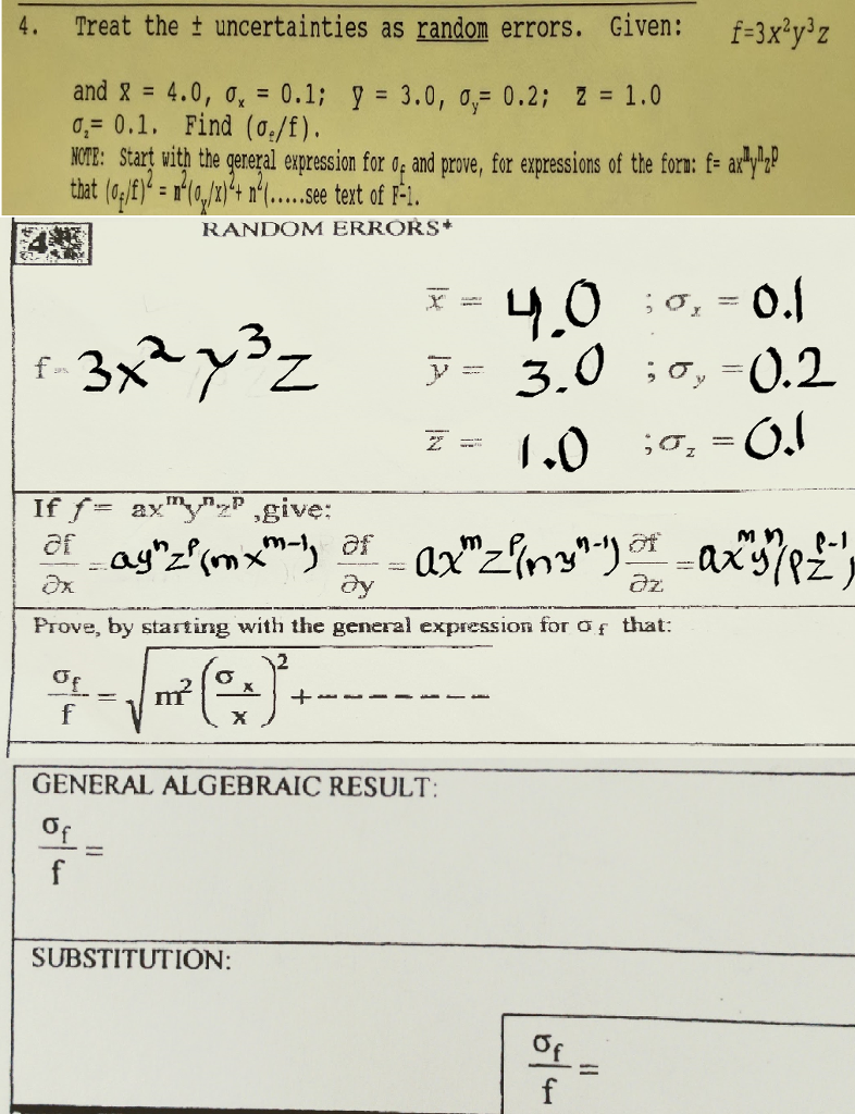 Solved 4. Treat the ± uncertainties as random errors. Given: | Chegg.com