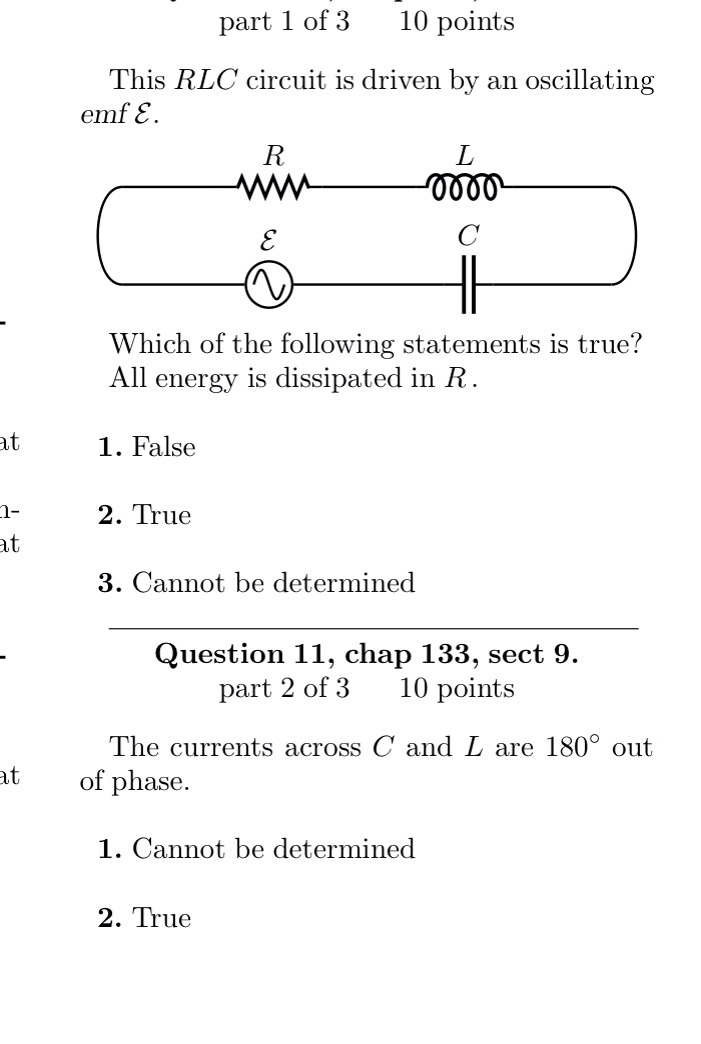 Solved This RLC circuit is driven by an oscillating emf | Chegg.com