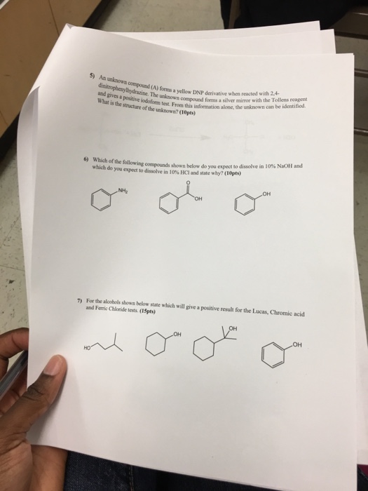 Solved An unknown compound (A) forms a yellow DNP derivative | Chegg.com