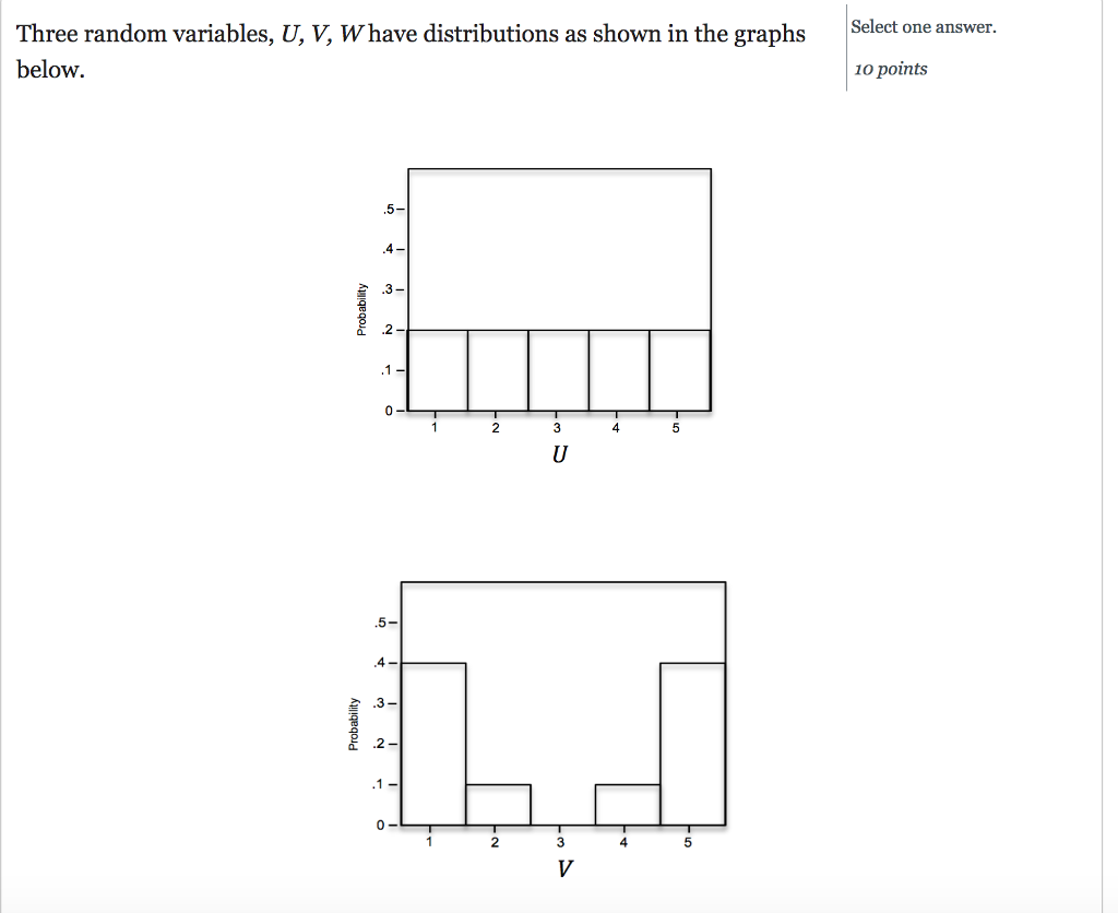 Solved Seleet one answer. Three random variables, U, V, | Chegg.com