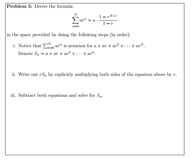 Solved Problem 5: Derive the formula: ar - a the following | Chegg.com