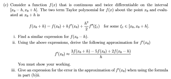 Solved Consider a function f(x) that is continuous and twice | Chegg.com