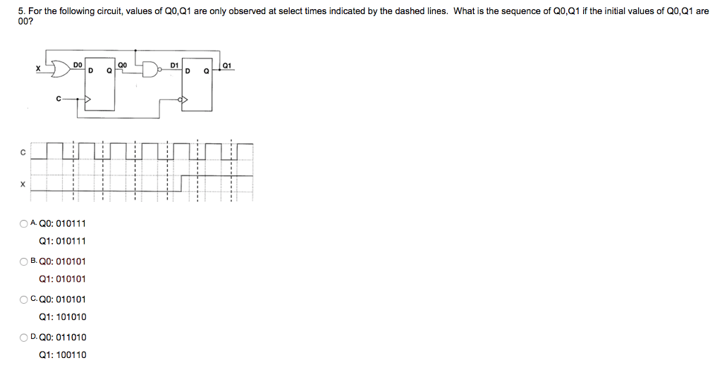 Solved 5. For the following circuit, values of Q0,Q1 are | Chegg.com