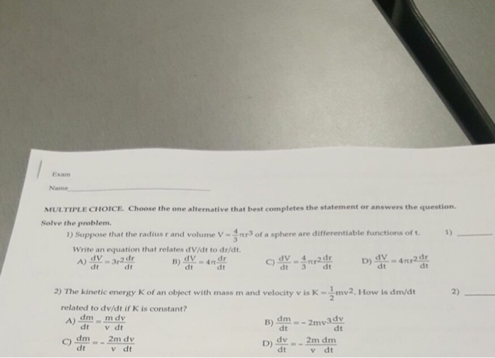 Solved Solve The Problem Suppose That The Radius R And