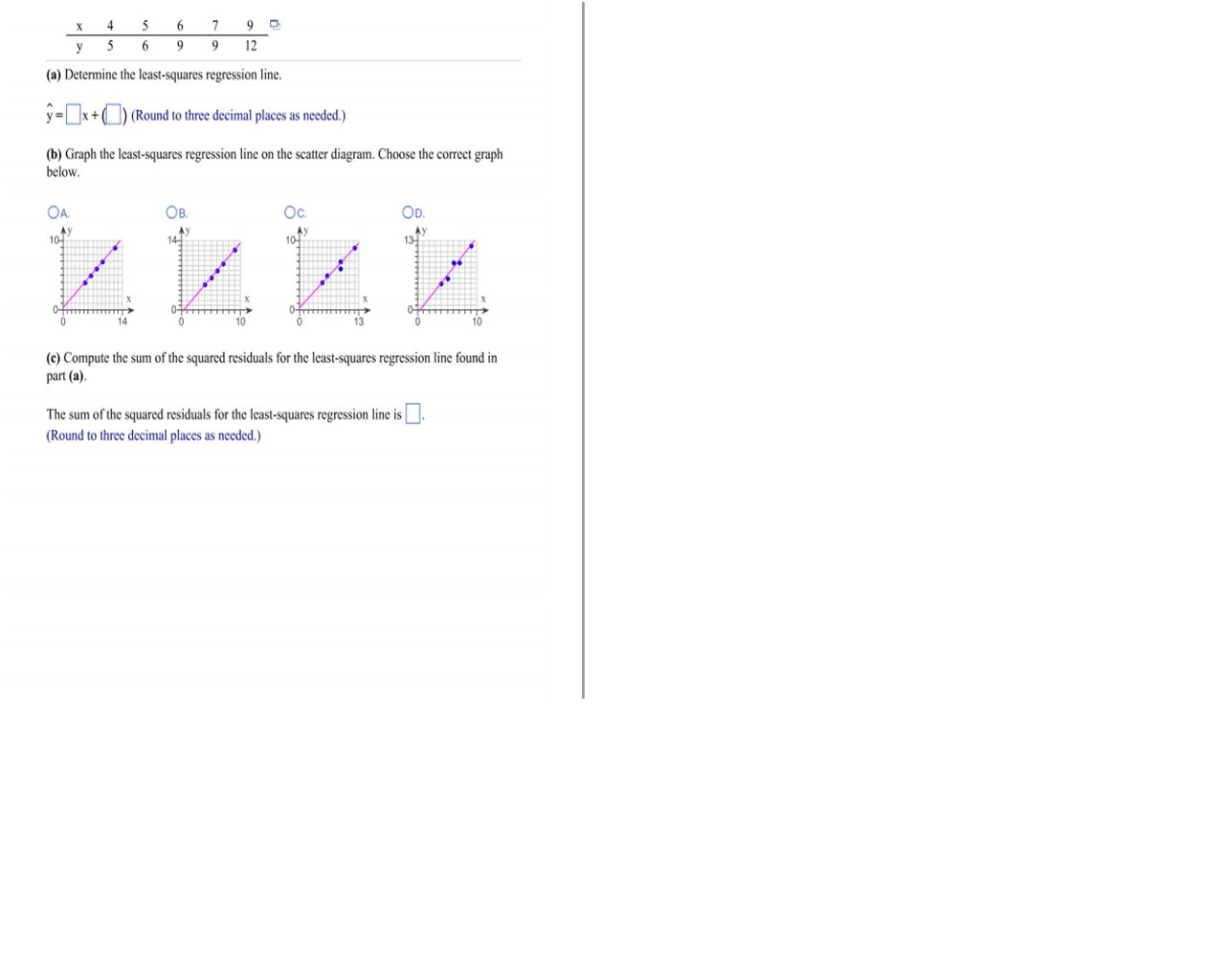 Solved (a) Determine the least-squares regression line. y = | Chegg.com