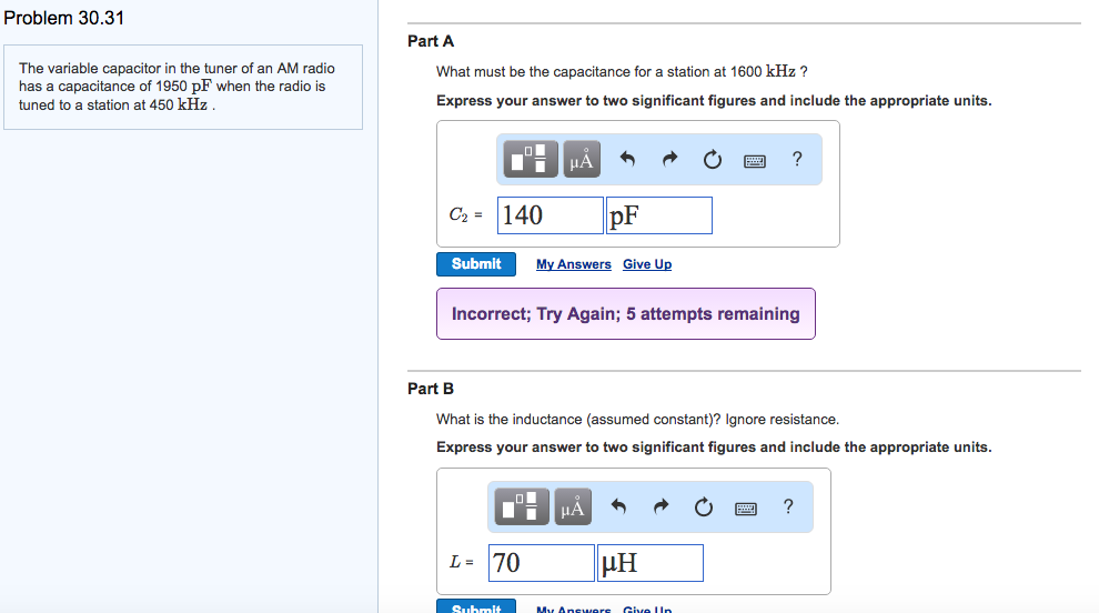 Solved The variable capacitor in the tuner of an AM radio | Chegg.com