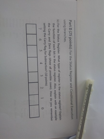 Part II (25 points): For the Status Register and | Chegg.com