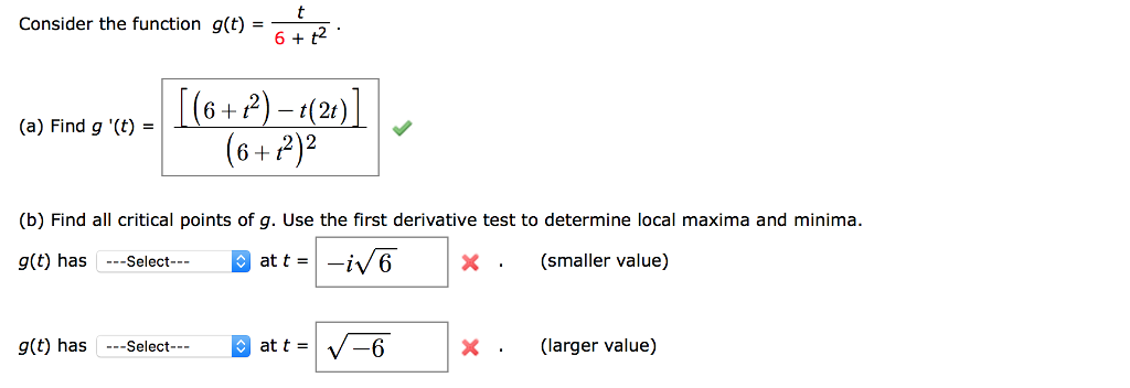 Solved Consider the function g(t) = t/6 + t^2. (a) Find | Chegg.com
