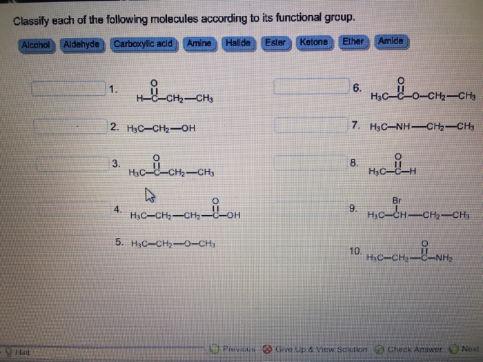Solved Classify each of the following molecules according to | Chegg.com