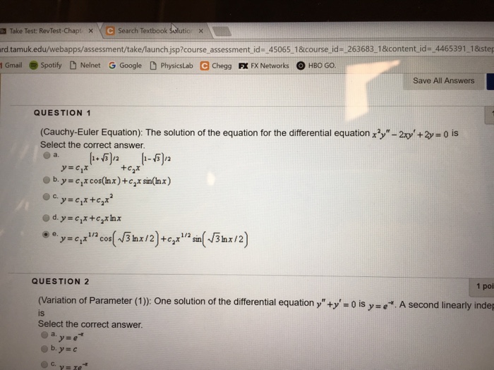 Solved (Cauchy-Euler Equation): The solution of the equation | Chegg.com