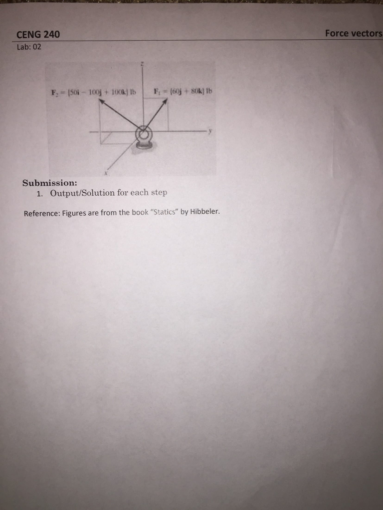 Solved Ceng 240 Lab 02 Force Vectors Problems 1 Determine