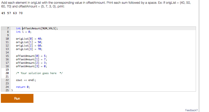 Solved Add each element in origList with the corresponding | Chegg.com