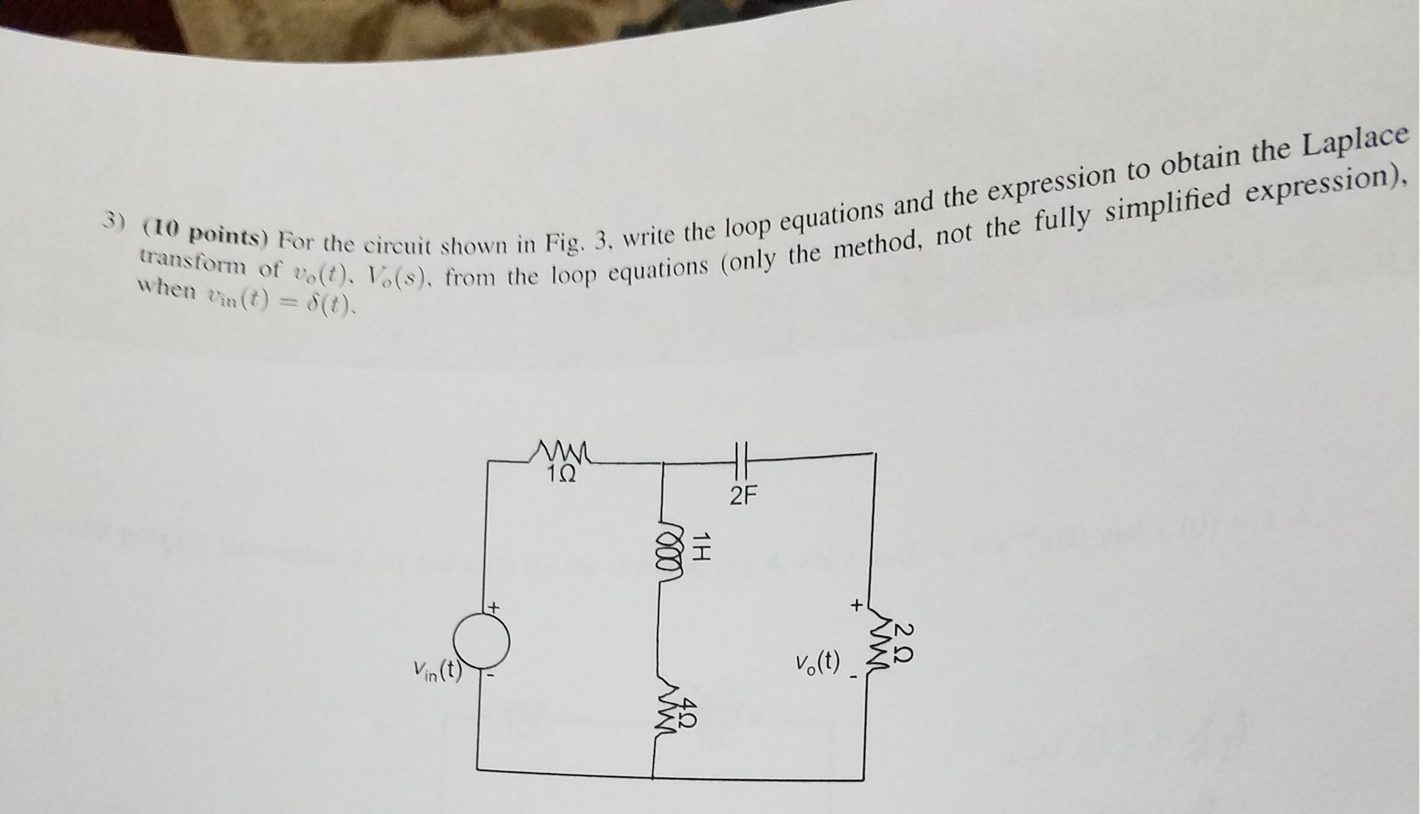 Solved For the circuit shown in Fig. 3, write the loop | Chegg.com