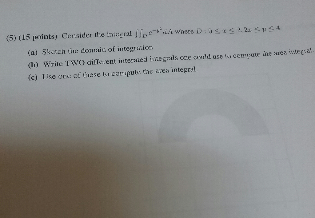 Solved Consider the integral Int_D e^-y^2 dA where D: 0 | Chegg.com