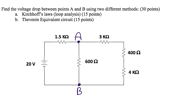 Solved Find the voltage drop between points A and B using | Chegg.com