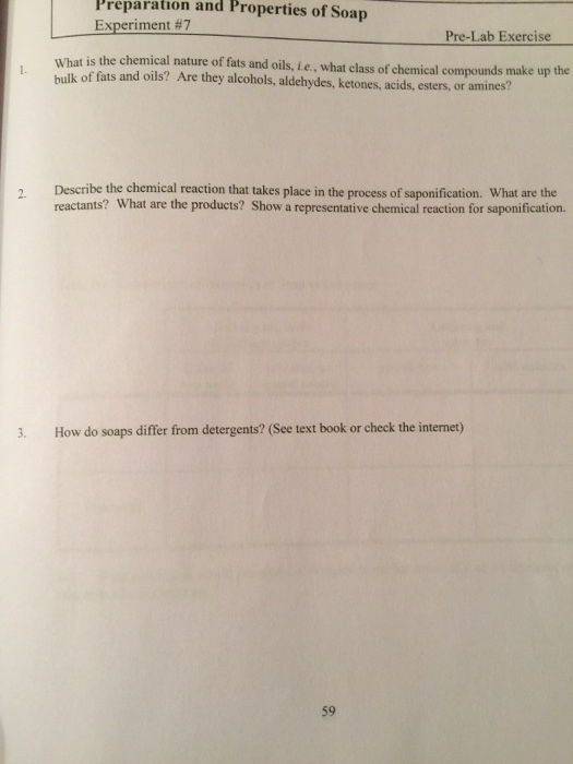 Solved preparation and Properties of Soap Experiment #7 | Chegg.com