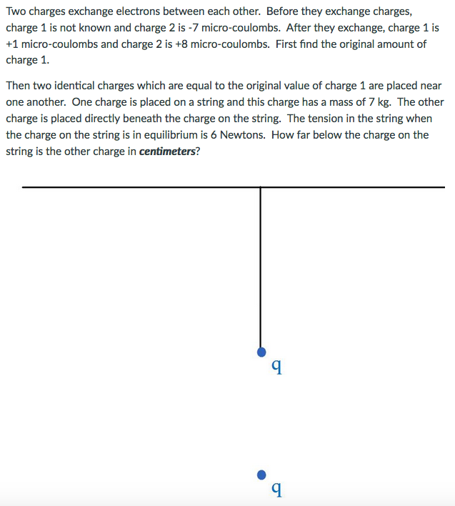 Solved Two charges exchange electrons between each other. | Chegg.com