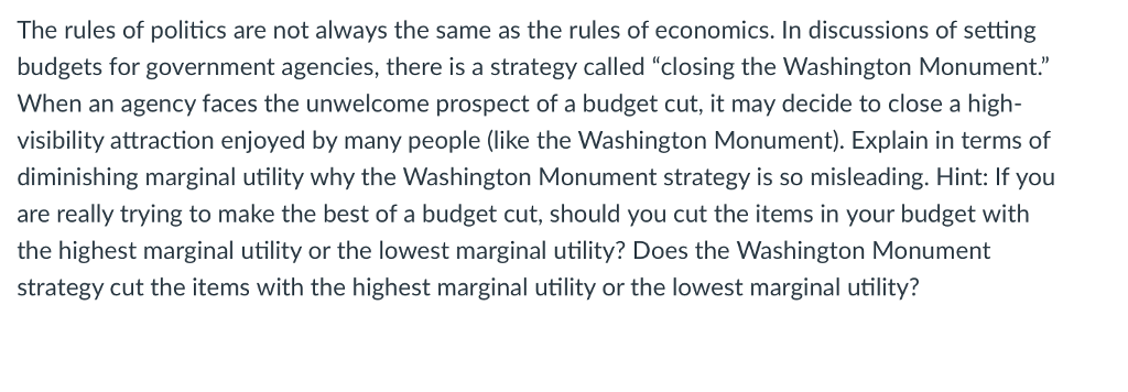 Solved The rules of politics are not always the same as the | Chegg.com