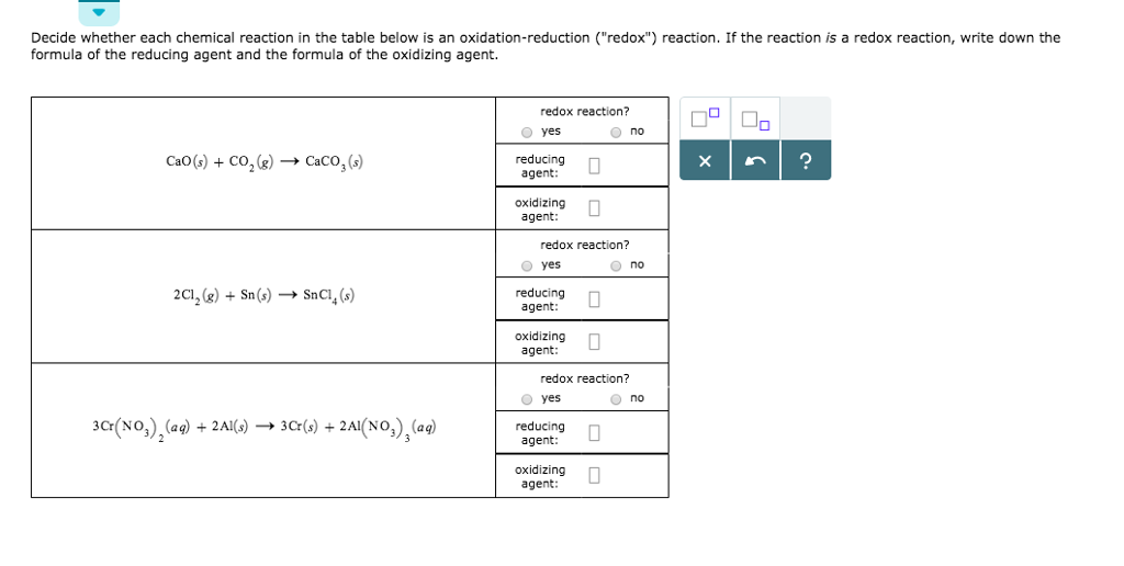 Solved Decide whether each chemical reaction in the table | Chegg.com
