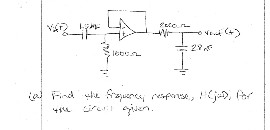 Solved 1. Find the frequency response, H(jw), for the given | Chegg.com