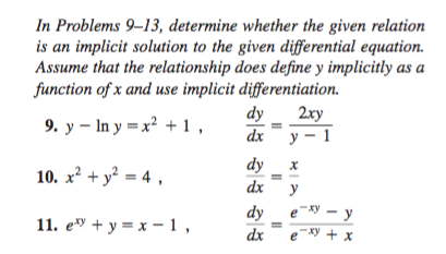 Solved Determine whether the given relation is an implicit | Chegg.com