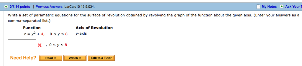 Solved Write A Set Of Parametric Equations For The Surface