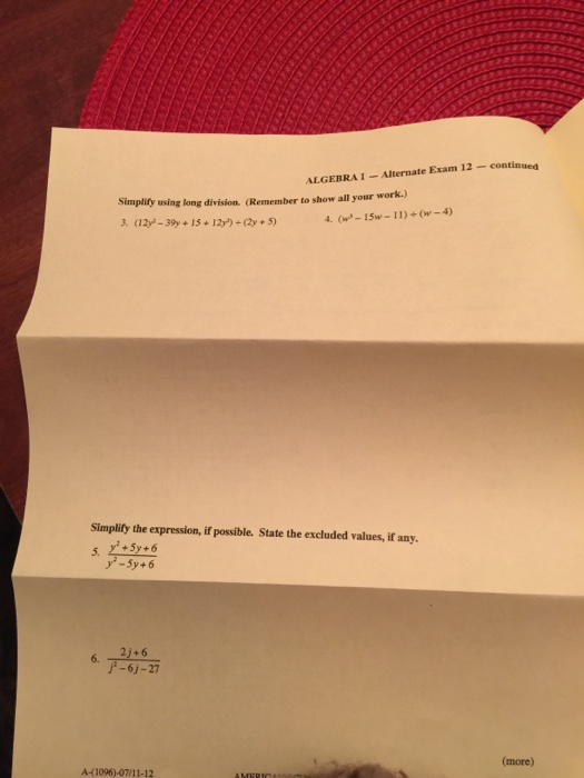 Solved Simplify using long division. (Remember (o show all | Chegg.com
