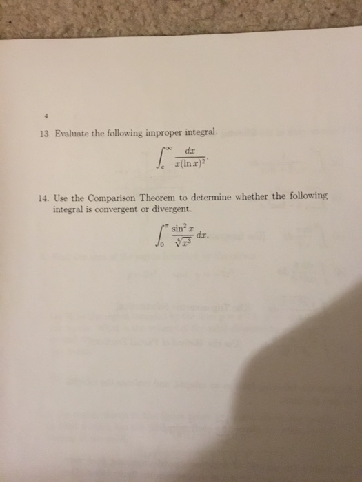 Solved Evaluate The Following Improper Integral