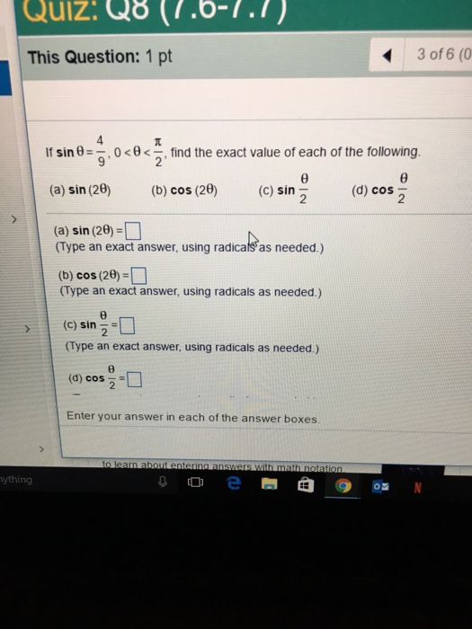 Solved If sin theta = 4/9, 0
