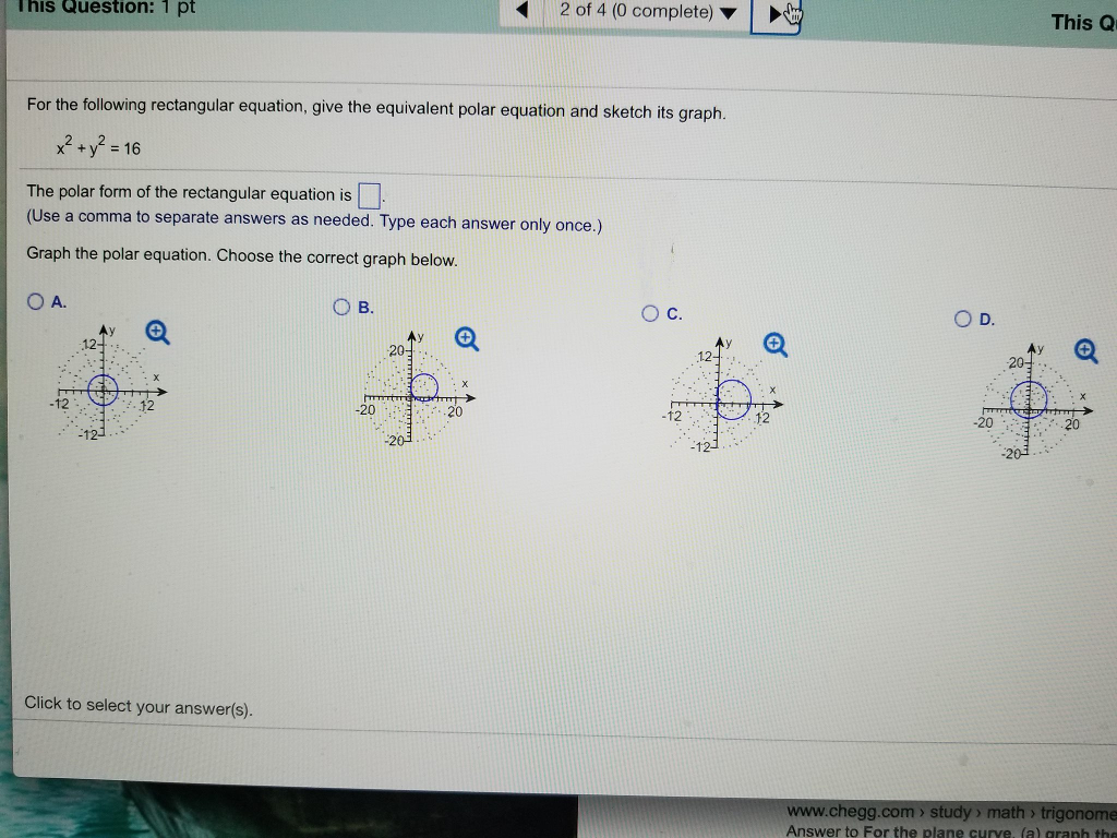 Solved For the following rectangular equation, give the | Chegg.com Solved For the following rectangular equation, give the | Chegg.com