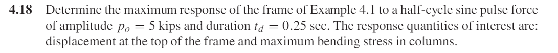 Determine the maximum response of the frame of | Chegg.com